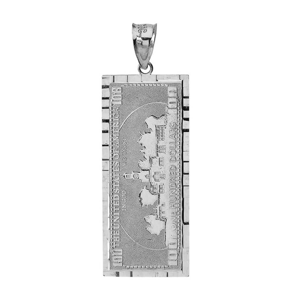 Claddagh Gold 925 Sterling Silver Benjamin's One Hundred Dollar Bill Pendant (1.55")