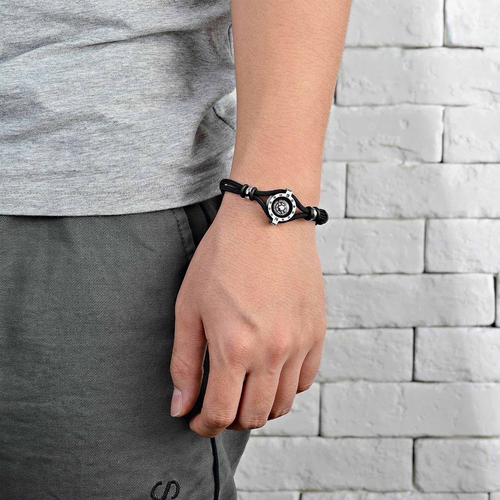 Compass Couple Bracelet-black & blue a pair