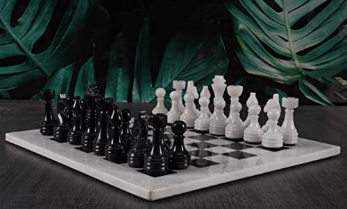 RADICALn 15 Inches Handmade White and Black Weighted Full Chess Game Set - Staunton and Ambassador Style Marble Tournament Chess Sets for Adults