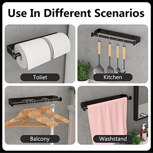 JUTOROSY Paper Towel Holder Under Cabinet for Kitchen, Wall Mount Paper Towel Holder Self-Adhesive or Drilling, Paper Roll Holder Paper Towel Rack for Kitchen, Bathroom, Pantry, Sink, Black