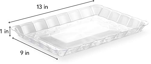 Plasticpro Plastic Serving Trays - Serving Platters Rectangle 9X13 Disposable Party Dish Crystal Clear Pack of 4