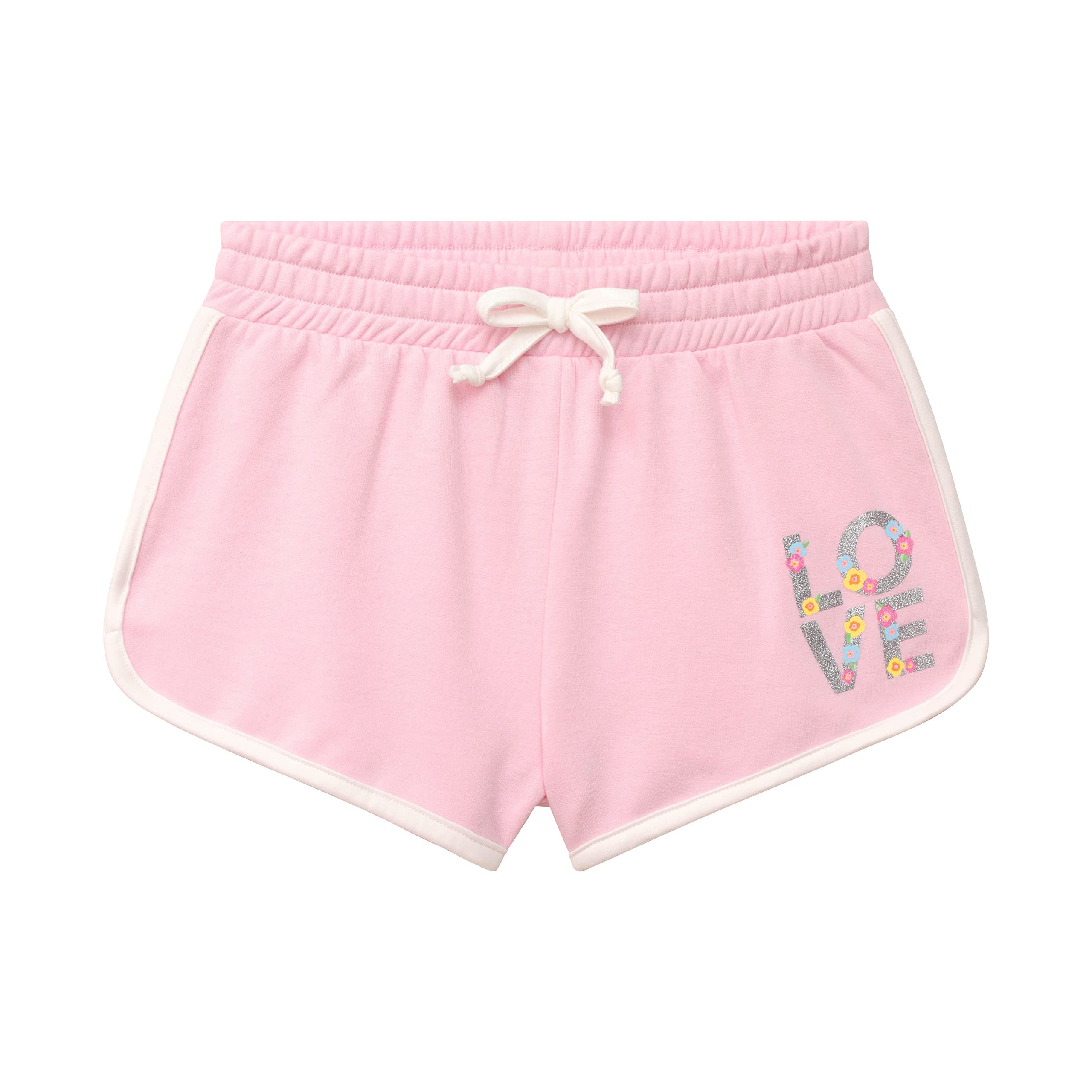 BTween Girls 4-Piece Active Performance Dolphin Shorts with Faux Drawstring, Sports Running Shorts for Kids