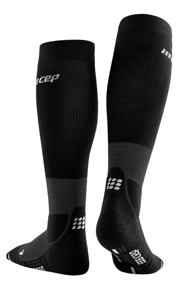 CEP Men's Merino Wool Hiking Tall Knee High Compression Socks, Stonegrey/Grey, Men, III