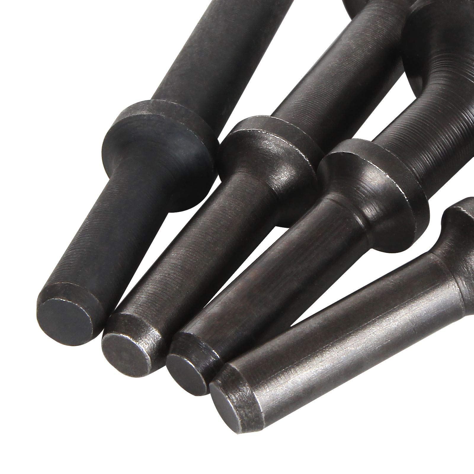 Heavy Duty 6 Pcs Air Hammer Rivet Bits Set, Hammer Bits Accessories 0.401 Shank Pneumatic Chisel Air Hammer Smoothing Extended Length Tool Kit with Spring