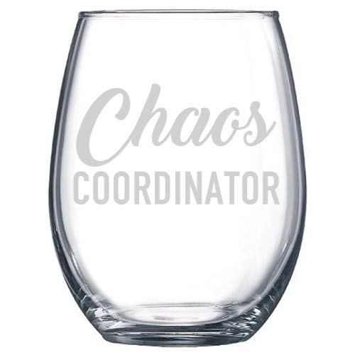 Chaos Coordinator stemless wine glass, Gift for Friend, Mom, Sister, Event Planner/Wedding Planner, Co-Worker, Boss, Teacher, Manager, Funny