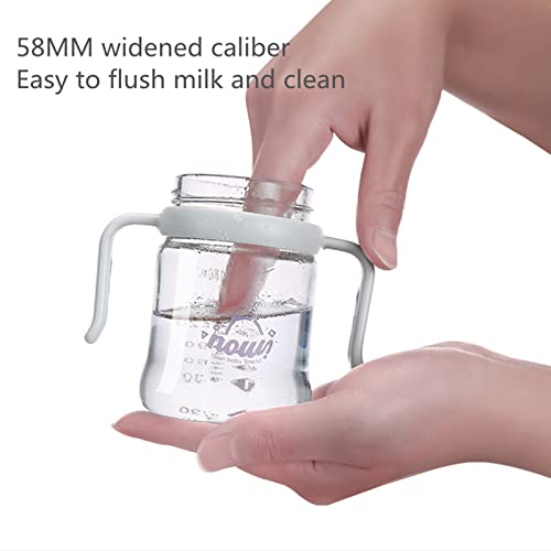 Nouri Glass Baby Bottles, Bottles for Breastfeeding Babies, Breast-Like Nipple for Natural Latch, Slow Flow, 6 oz(Purple/Pink Random Blind Box)