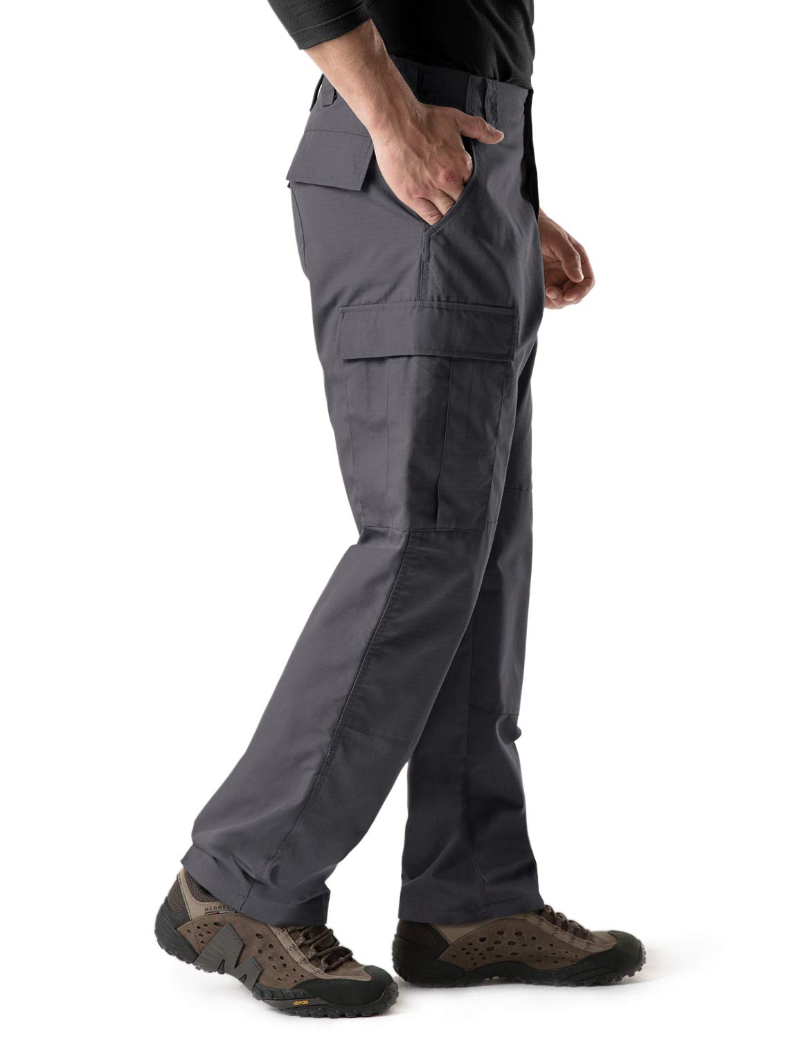 CQR Men's Tactical Pants, Military Combat BDU/ACU Cargo Pants, Water Resistant Ripstop Work Pants, Hiking Outdoor Apparel, Brigade Pants Charcoal, Medium Long