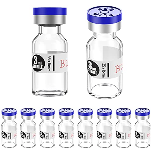 Ks-Tek Sterile Empty Vials with Self Healing Injection Port,with Flip Off Aluminum Cap,Sterile Package (3ml,10)