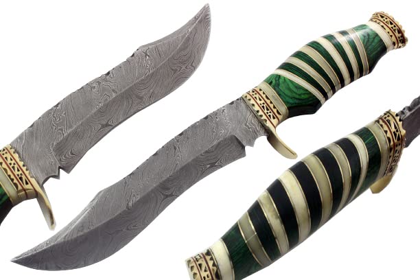 Custom handmade Damascus steel fixed blade hunting Bowie knife. PPI-29