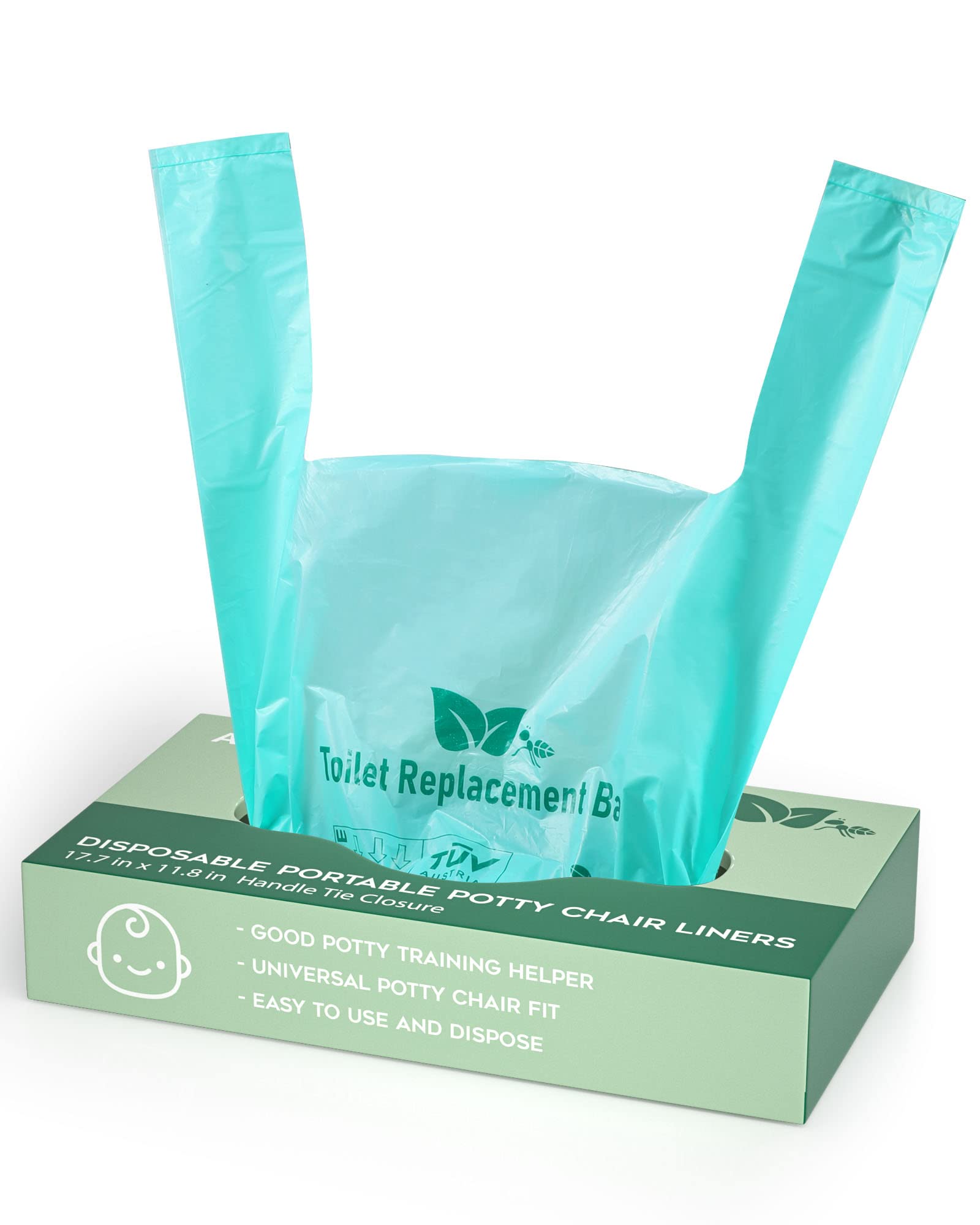 Compostable Disposable Potty Liners for Toddlers,AYOTEE 2 Gallon 100 Counts Compost Portable Potty Bags Potty Training Bags, Compatible Bedside Commode Liners Potty Chair Liners, Toilet Bags for Kids
