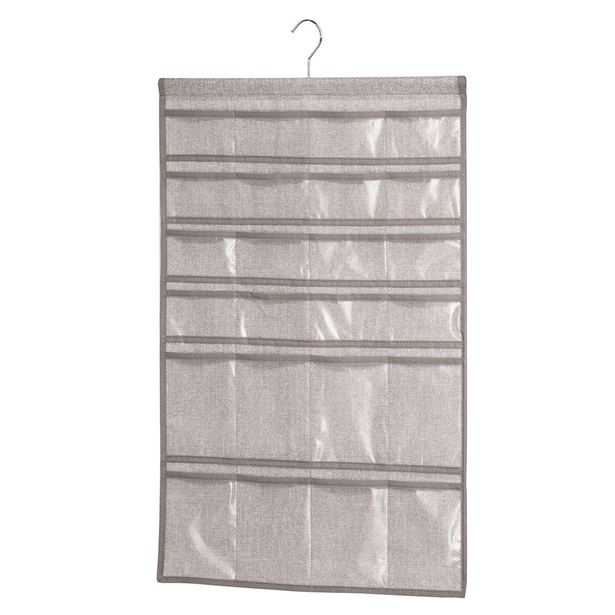 InterDesign Aldo Fabric Hanging Fashion Jewelry Organizer for Rings, Earrings, Bracelets, Necklaces - 48 Pockets, Linen