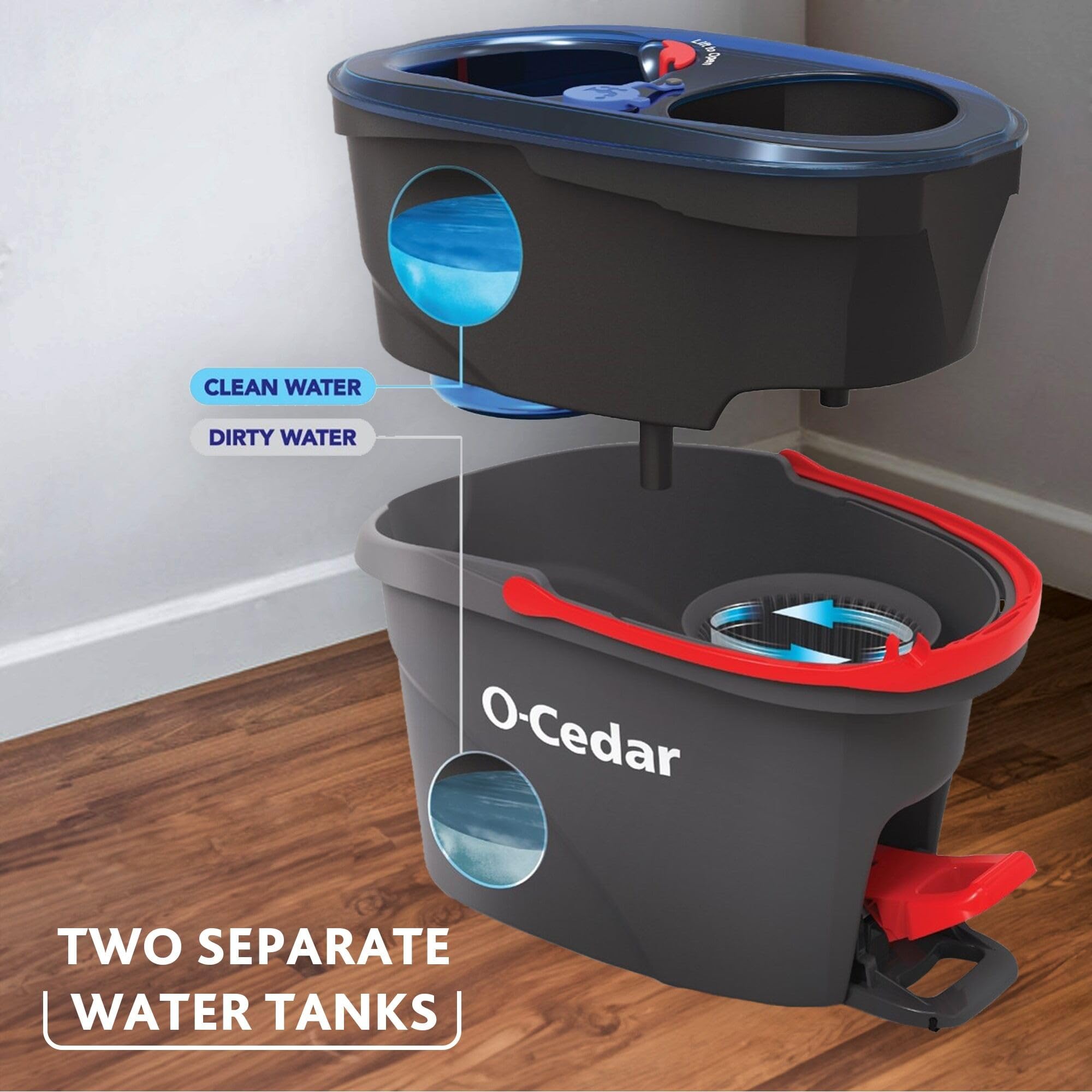 O-Cedar EasyWring RinseClean Microfiber Spin Mop & Bucket Floor Cleaning System with 1 Extra Refill with Citrus Pac (Variety Pack)