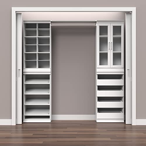ClosetMaid Modular Shelf & Hang, Wood Organizer Adjustable Closet, Add On Storage Accessory, White, Shelf and Hang Rod Kit