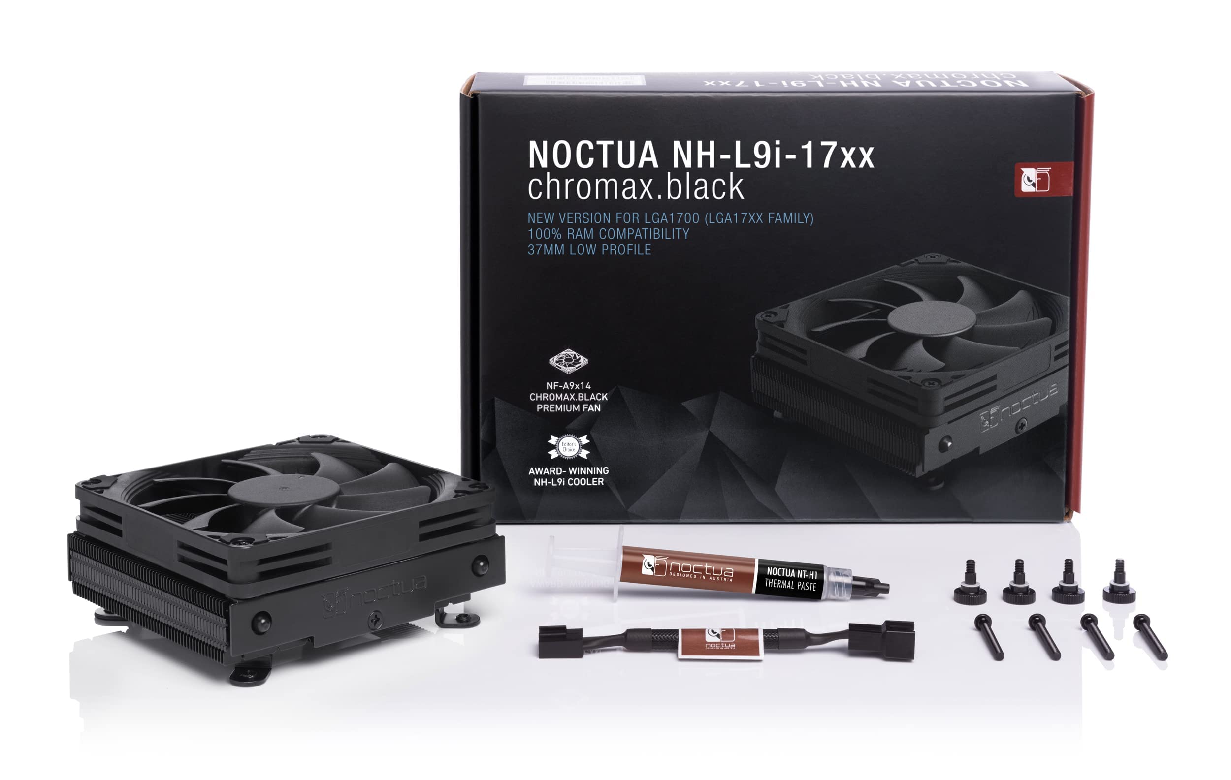 Noctua NH-L9i-17xx chromax.Black, Premium Low-Profile CPU Cooler for Intel LGA1700 + NA-FD1 Fan Duct Kit
