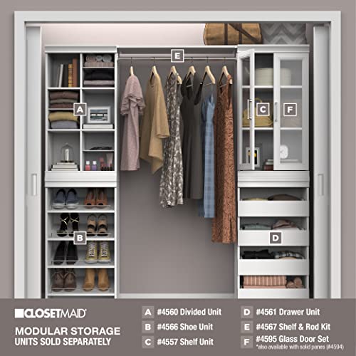 ClosetMaid Modular Storage Pair Set, 2 Glass Pane Doors, Wood Closet Organizer Shaker Style, Add On Accessory for Shelf Units, White, 34.88" H x 21.02" W x 1.81" D