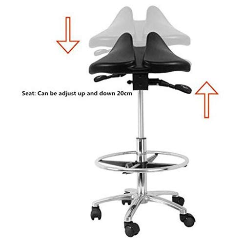 Ergonomic Split Style Saddle Stool Rolling Stool Dentist Chair Swivel Stool, Medical Dental Stool Height Adjustable for Hospital Laboratory Salon Office Home