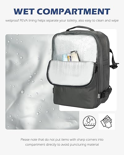 Hynes Eagle 20L Travel Backpack Carry on Backpack Women Men Personal Item Bag for Spirit Airlines Small Nylon Laptop Backpack 14 inches Grey