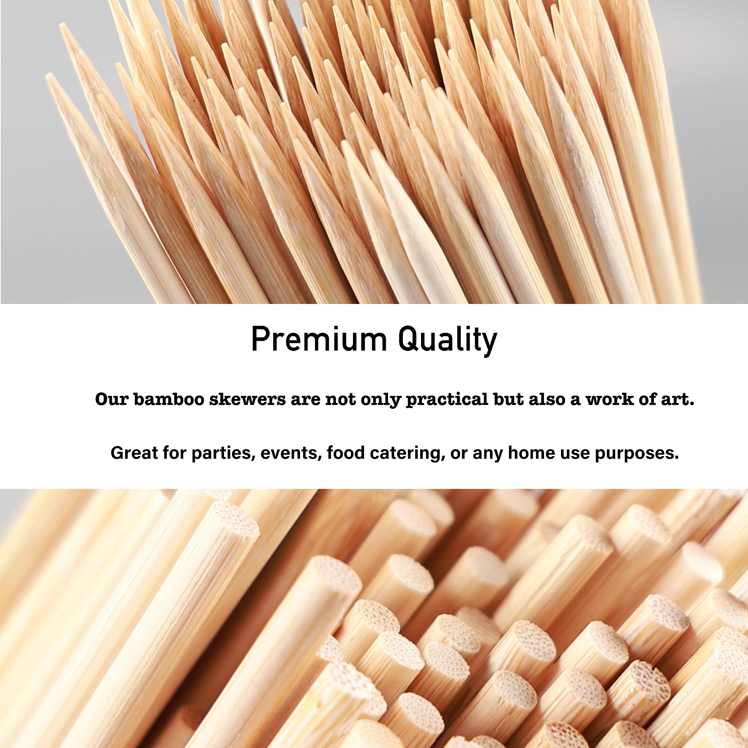 DESIOLE Natural Bamboo Skewers, 100Pcs 10Inch BBQ Sticks for Appetiser, Fruit, Cocktail, Kabob, Chocolate Fountain, Grilling, Barbecue, Kitchen, Crafting, Gardening and Party
