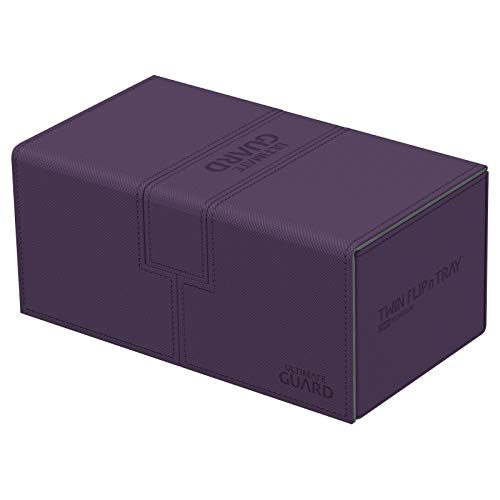 Ultimate Guard Flip 'n' Tray 200+, Deck Case for 200 Double-Sleeved TCG Cards + Dice Tray, Purple/Grey, Magnetic Closure & Microfiber Inner Lining