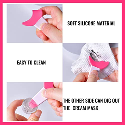 Erinde Mascara Eyelash Shield Applicator Guard Tool, 4 in 1 Eyelash, Eyeshadow, Eyeliner Auxiliary Guard Tool Pads and Cream Mask Spoon, Silicone Reusable Eyelash Guide, Suitable for Beginners