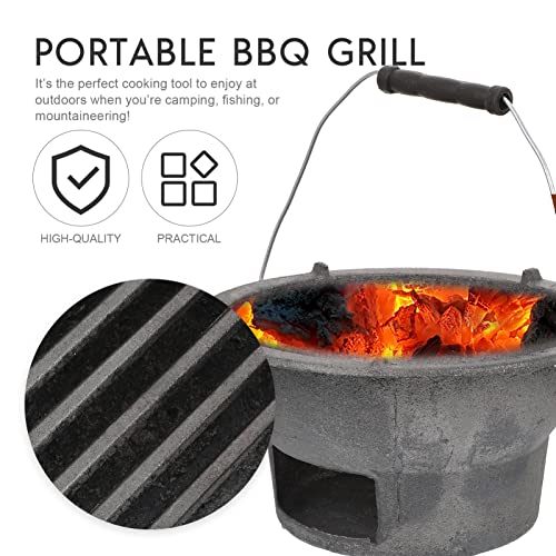 DOITOOL Cast Iron Charcoal Hibachi Grill, Portable Charcoal Grill for Outdoor Camping Barbecue Cooking, Japanese Hibachi Grill