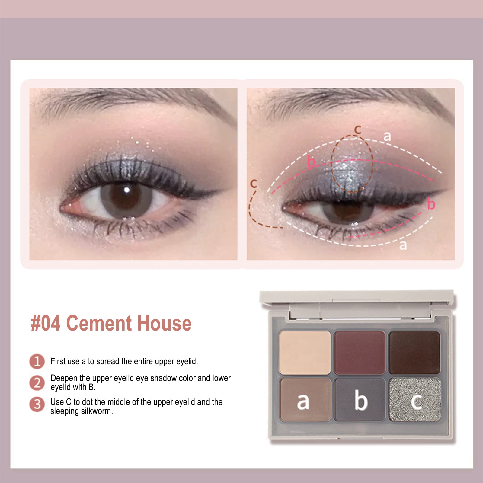 Erinde Matte Shimmer Eyeshadow Palette Makeup - 6Neutral Matte Shimmer Shades, Ultra-Blendable, Rich Colors, Velvety Pigmented Eye Shadow, Makeup Set Includes Mirror & Brush, Great for Travel, 04#