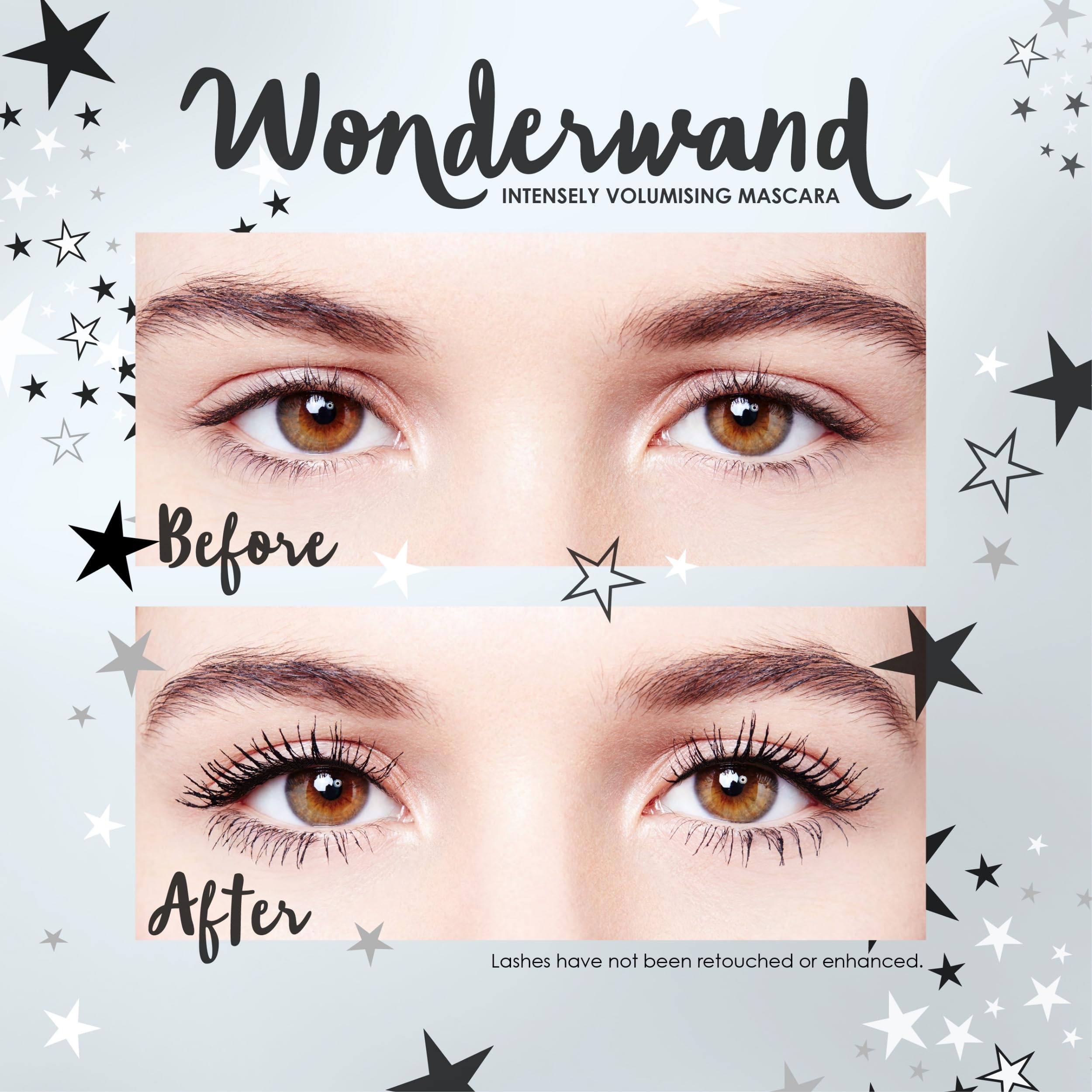Ciaté London Wonderwand Mascara, Volumising & Lengthening Mascara, Carbon-Black Effect, Vegan, Fiber-Free for Full Effect, Adds Lash Volume & Curl, with Deep black Finish, 1 Count
