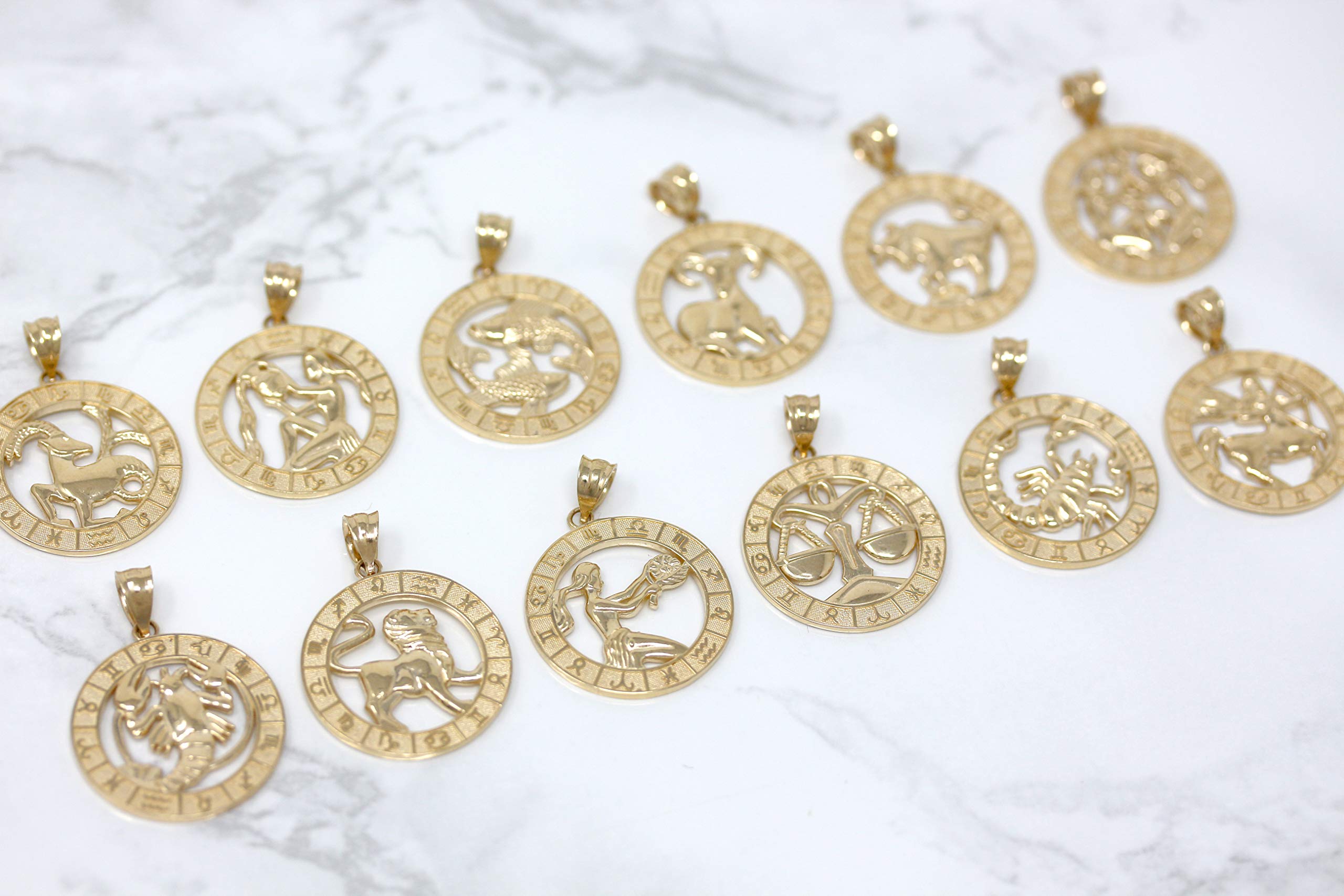 CaliRoseJewelry 14k Yellow Gold Pisces Zodiac Pendant Necklace, 22"