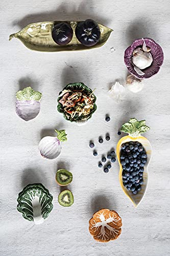 Creative Co-Op Hand-Painted Cabbage Shaped Stoneware, Set of 4 Bowl, Green, 4