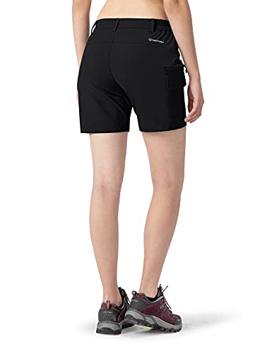 NAVISKIN Women's Hiking Cargo Shorts UPF 50+ Outdoor Shorts Quick Dry Water Repellent Camping Golf Shorts Black Size XL