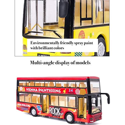 Children's Alloy Double-Decker Bus Toy Bus Model, Boy Toy Bus Simulation Alloy Door Openable Sound and Light Car Model (Size : Alloy Bus)