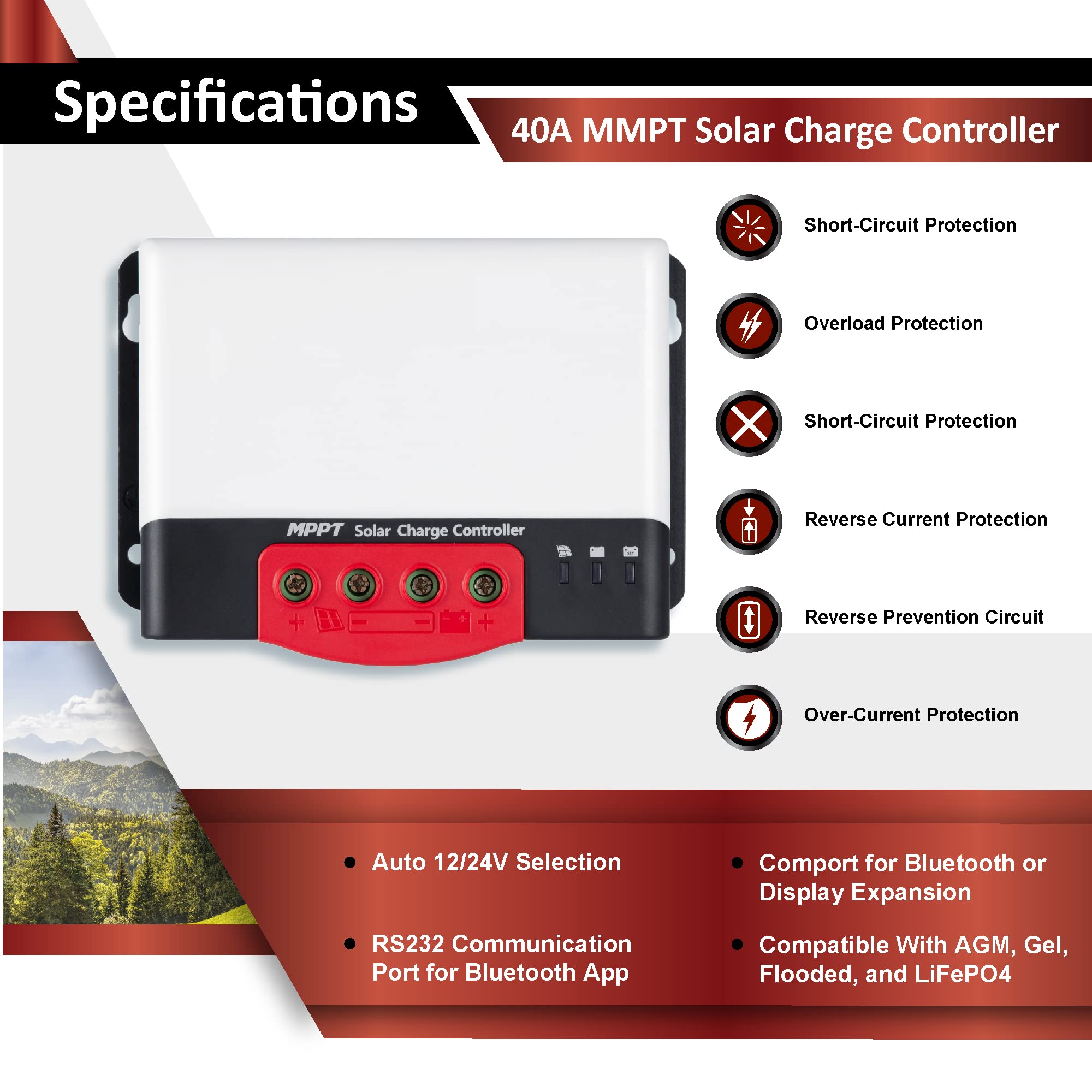 ExpertPower 400W 12V Solar Panel Kit for RV Off-Grid Solar Power System: 400W Mono Solar Panels + 40A MPPT Charge Controller + 12V 200Ah Gel Deep Cycle Battery