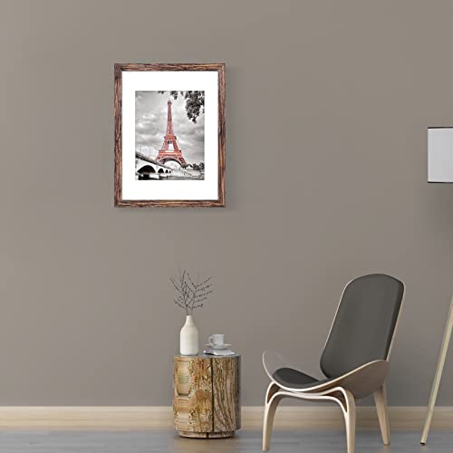 Luxdart 12x16 frame Dark Walnut Made of Solid Wood Display Pictures 8.5x11 with Mat or 12x16 without Mat, Farmhouse Distressed 12x16 Picture frames for Wall Mounting