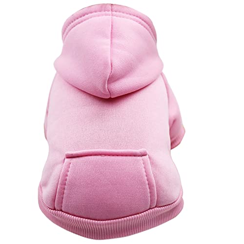 Puppy Hoodie Sweater Clothes Fall Winter Dog Boy Medium Fleece for Small Warm Girl with Pocket Dogs - Pet Clothes Large Breed Dog Clothes Female (Pink, S)