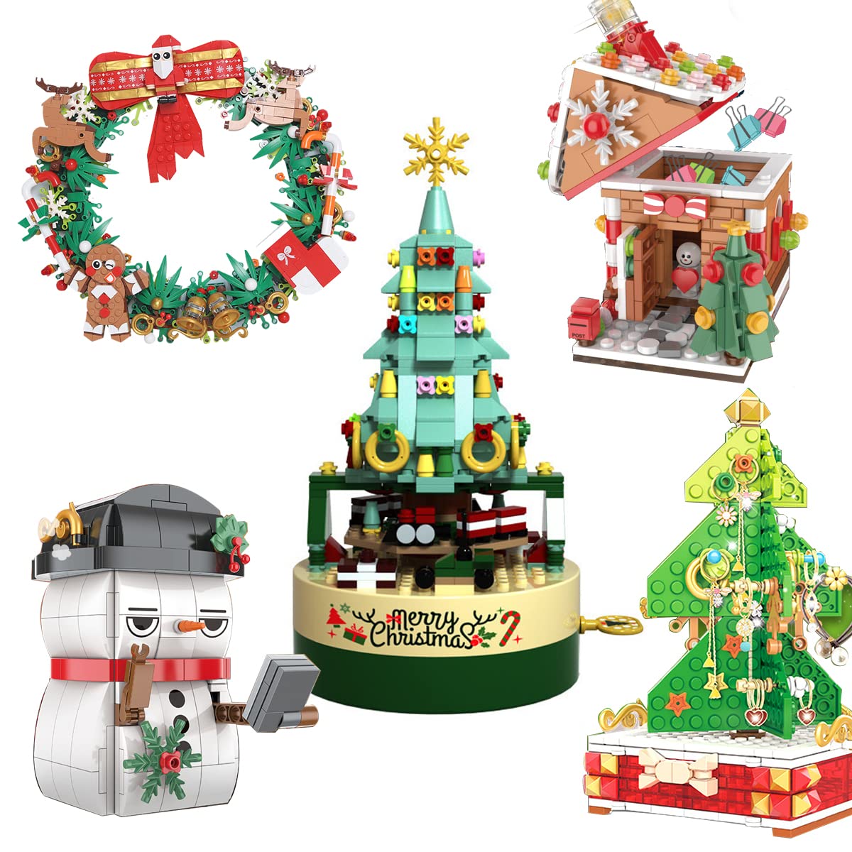 Christmas Tree Building DIY Building Block Music Box,Educational Learning Science Building,Creative Gifts for Holidays, Christmas, Thanksgiving, Easter. (Christmas tree music box, 360pcs)