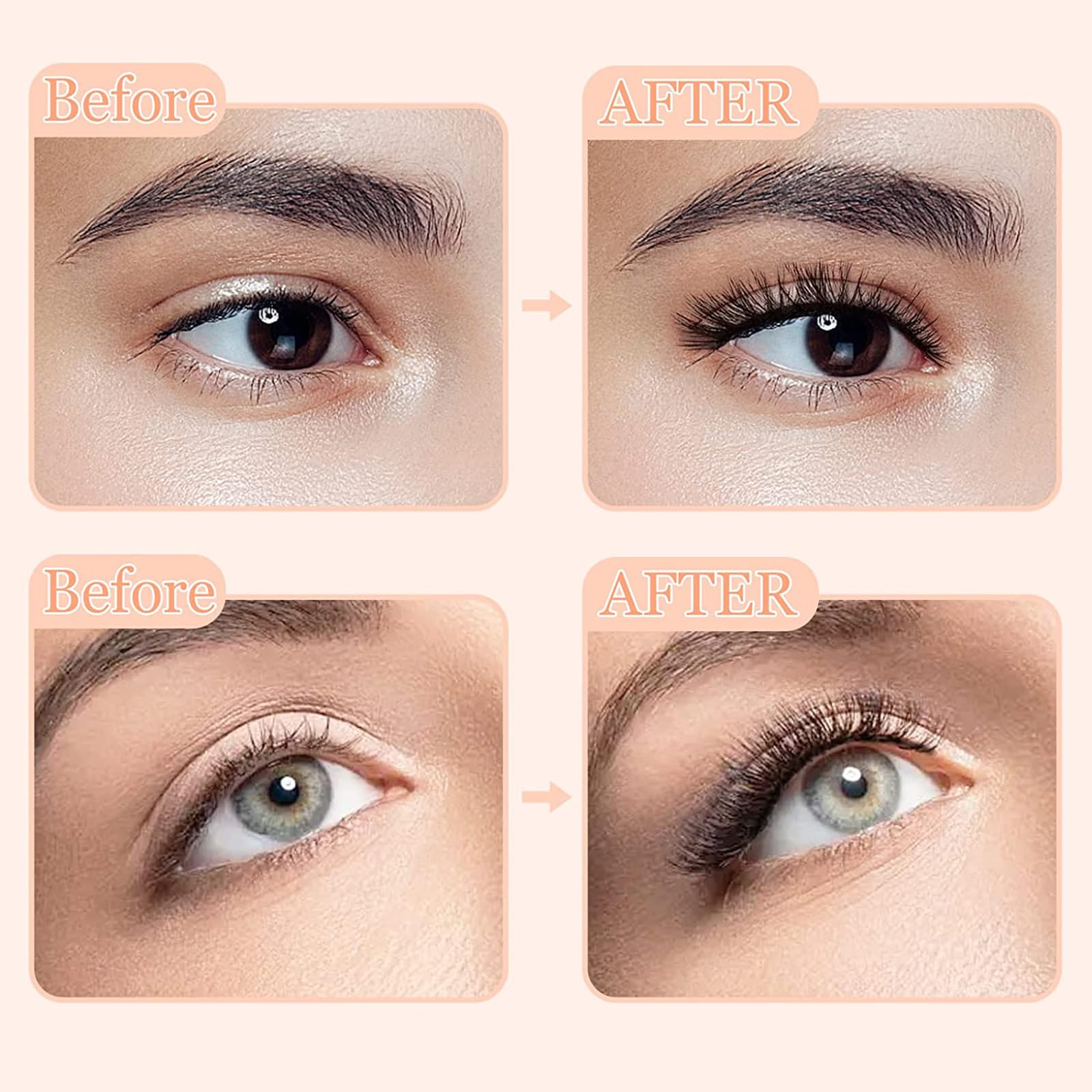 CLTJMM Self Adhesive Eyelashes, Reusable Adhesive Eyelashes, Self Adhesive Eyelashes Reusable Self Sticking, Natural Lashes False Eyelashes Natural Look, No Glue Eyelashes Easy to Wear (2 Pairs)