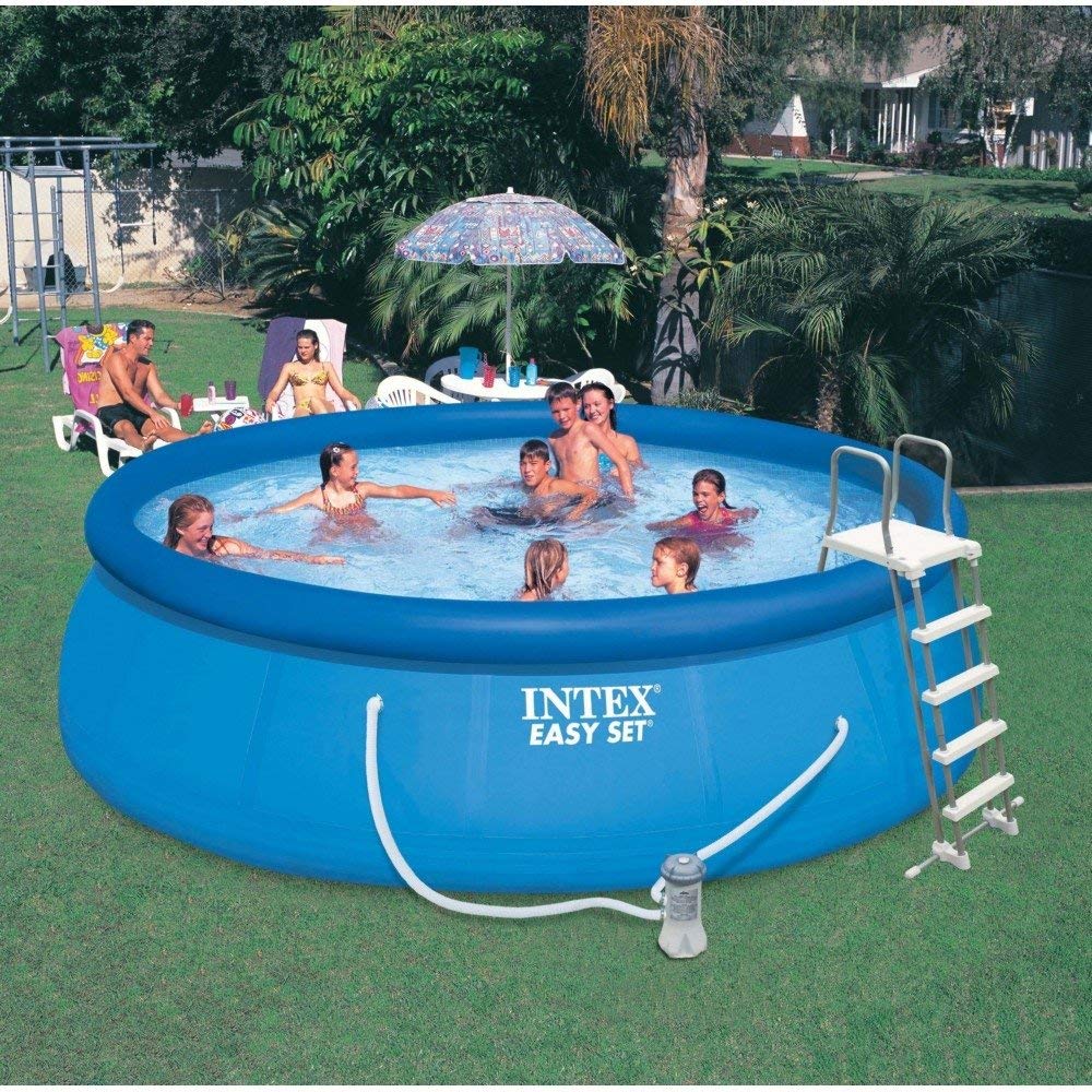 Intex Above Ground Swimming Pool, Ladder with Pump and 15β Pool Debris Cover