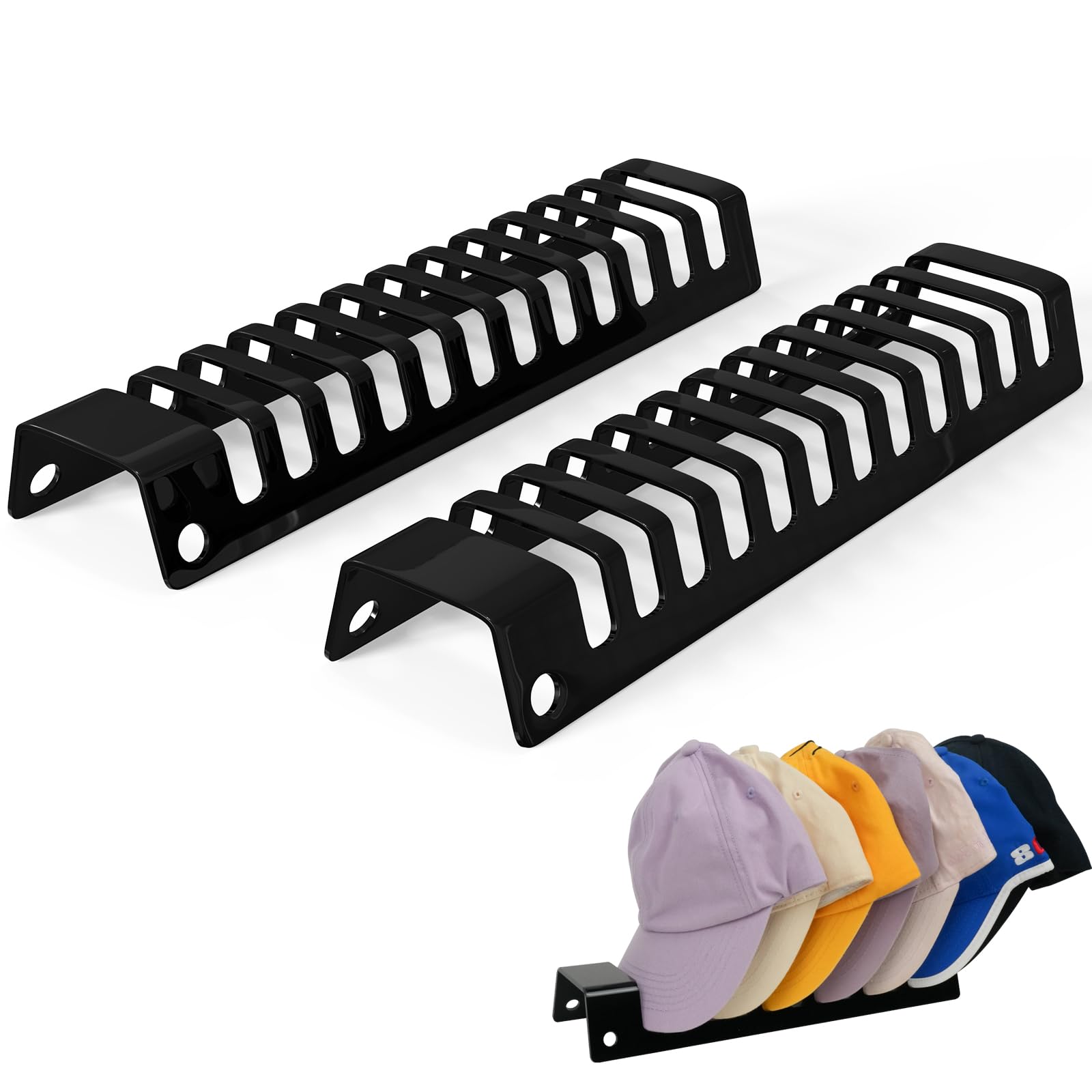 FOLLOWIN Hat Stand Organizer for Baseball Caps,Acrylic Hat Holder for Closet Countertop Display,2 Pack Baseball Caps Display and Organizer,Holds 24 Hats,Clear