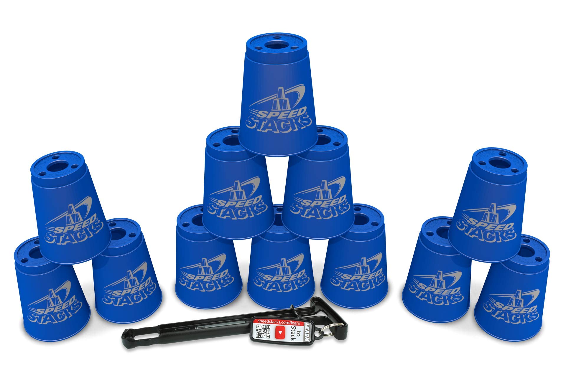 Speed Stacks | Official Sport Stacking Set, Blue - 12 Cups and Holding stem | Top Grade Materials, Low Friction | WSSA Approved