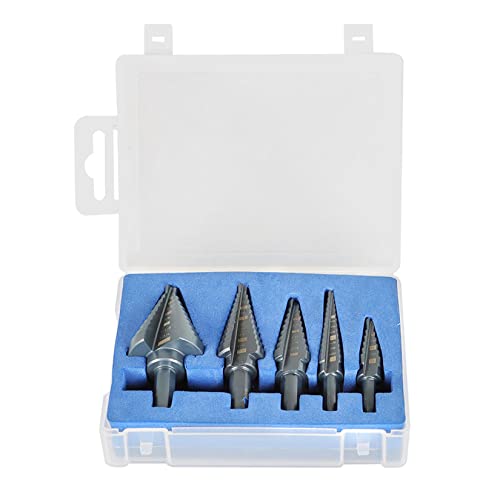 findmall 5Pcs Step Drill Bit Set 50 Sizes 1/8-1-3/8 Inch M2 High Speed Steel Black Oxide Step Drill Bit Fit for Electrical Plumbing and DIY Lovers