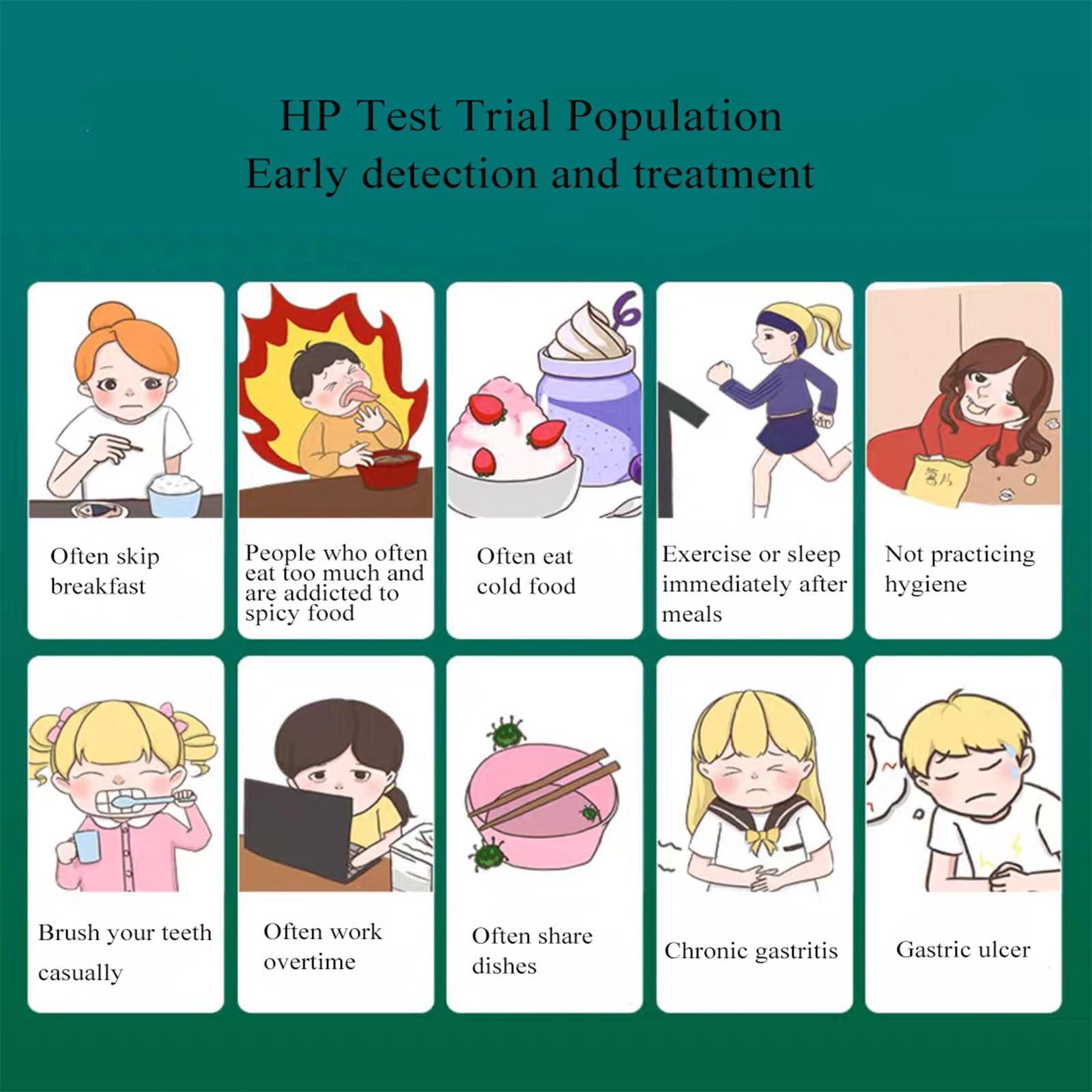 ERTF 2 Test Helicobacter Pylori Detection at Home Detection kit Self-Test at Home, Results in 10-15 Minutes, no Need to go to The Laboratoryv
