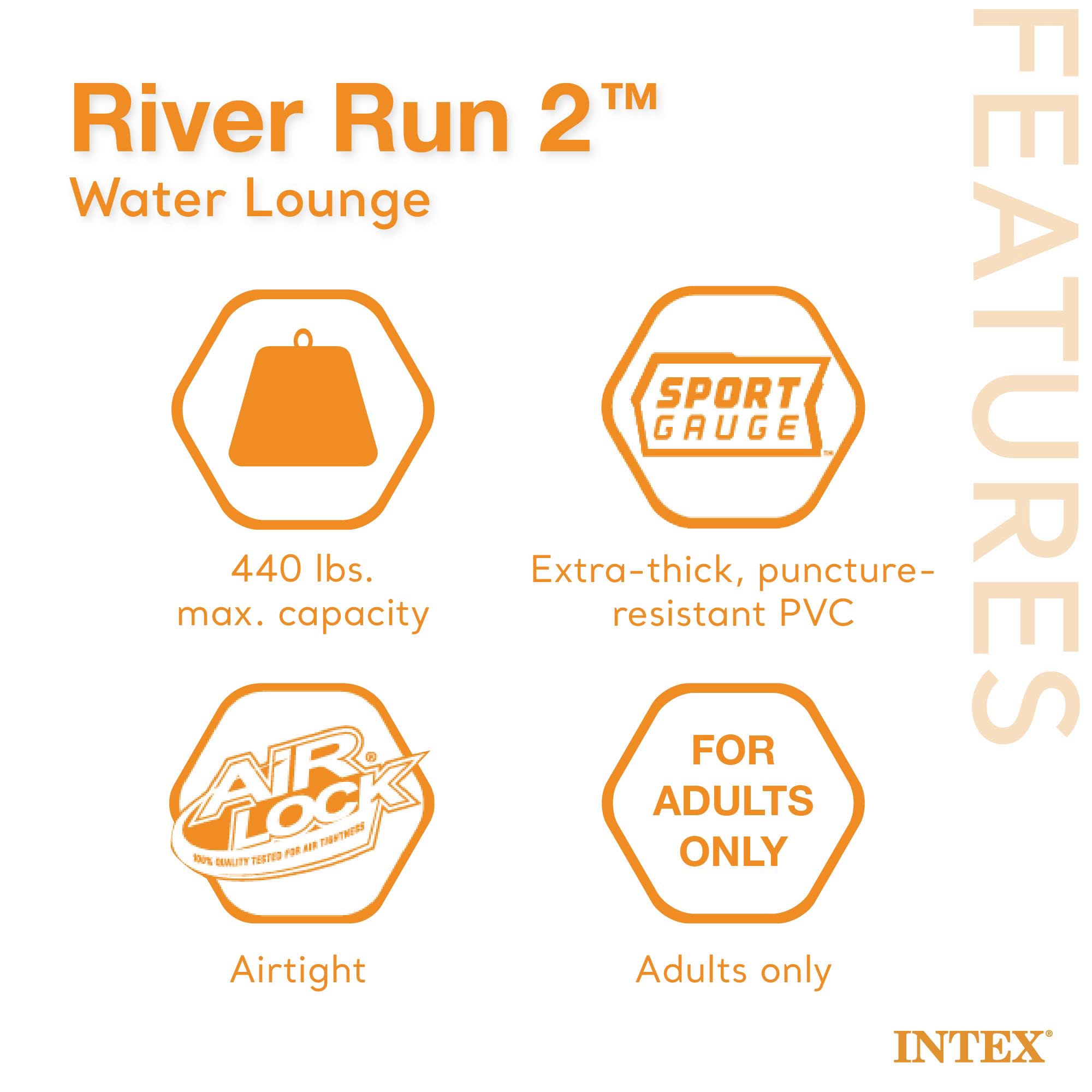 Intex River Run Connect 1 Person Inflatable Water Raft (4 Pack) Bundled with River Run II 2 Person Inflatable Floating Lounge with Cooler