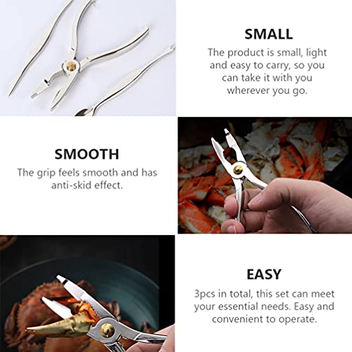 Luxshiny Dinnerware Sets Picks Tool Seafood Tools Set Crab Lobster Crackers Shellers Alloy Seafood Pecan Walnut Plier Opener Seafood Tool For Lobster Crab Crawfish Prawns 3pcs Seafood Plier Dish Set