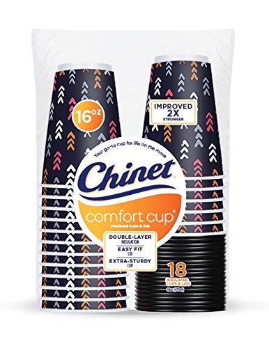 Chinet Double-Wall Hot Cups & Lids, 16 oz, 18 Ct