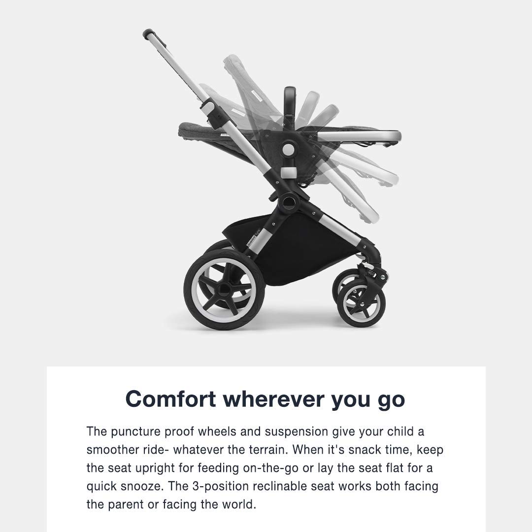 Bugaboo Lynx - The Lightest Full-Size Baby Stroller - All-Terrain with an Effortless Push and One-Handed Steering - Compatible with Bugaboo Turtle One by Nuna Car Seat – Alu/Black-Fresh White