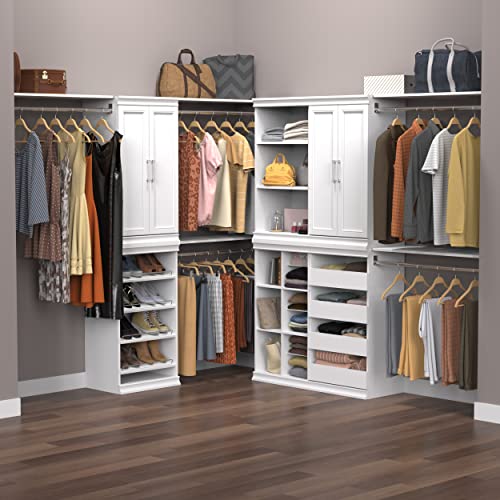 ClosetMaid Modular Shelf & Hang, Wood Organizer Adjustable Closet, Add On Storage Accessory, White, Shelf and Hang Rod Kit