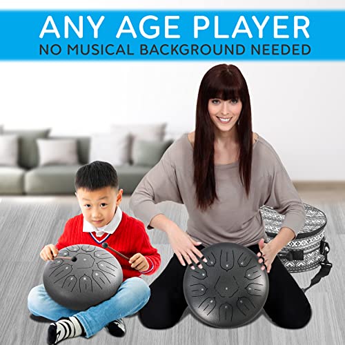 Premium Cast Iron Steel Tongue Drum 12โ 11 Notes, C Major Drum Percussion for Meditation Yoga Musical Education with Mallets and Finger Picks Best Gift for Adults and Beginner Children, Gray