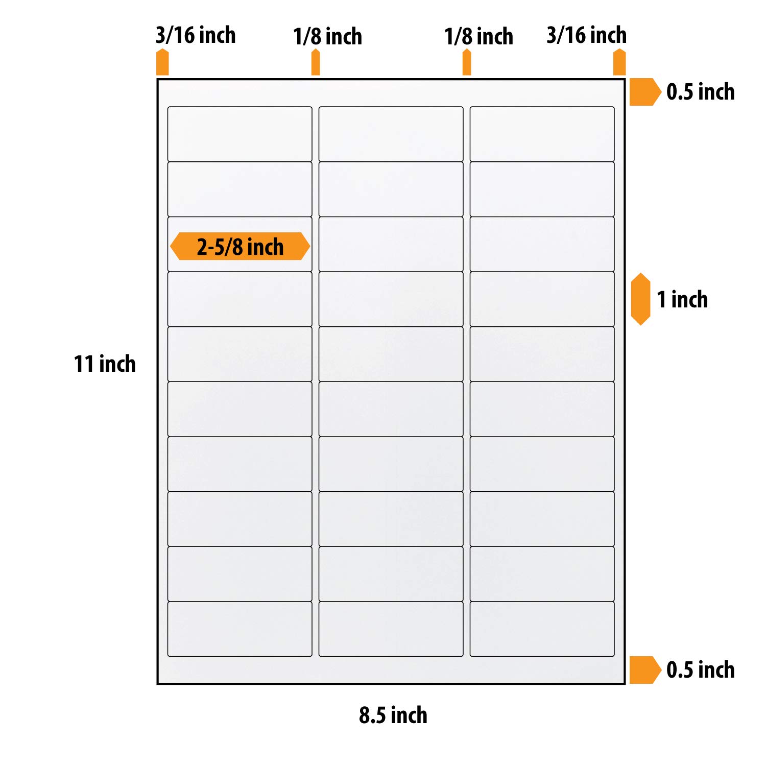 Buhbo 30-UP FBA Product Sticker Labels 1" x 2-5/8" Address Labels for Laser & Ink Jet Printers (100 Sheets, 3,000 Labels)