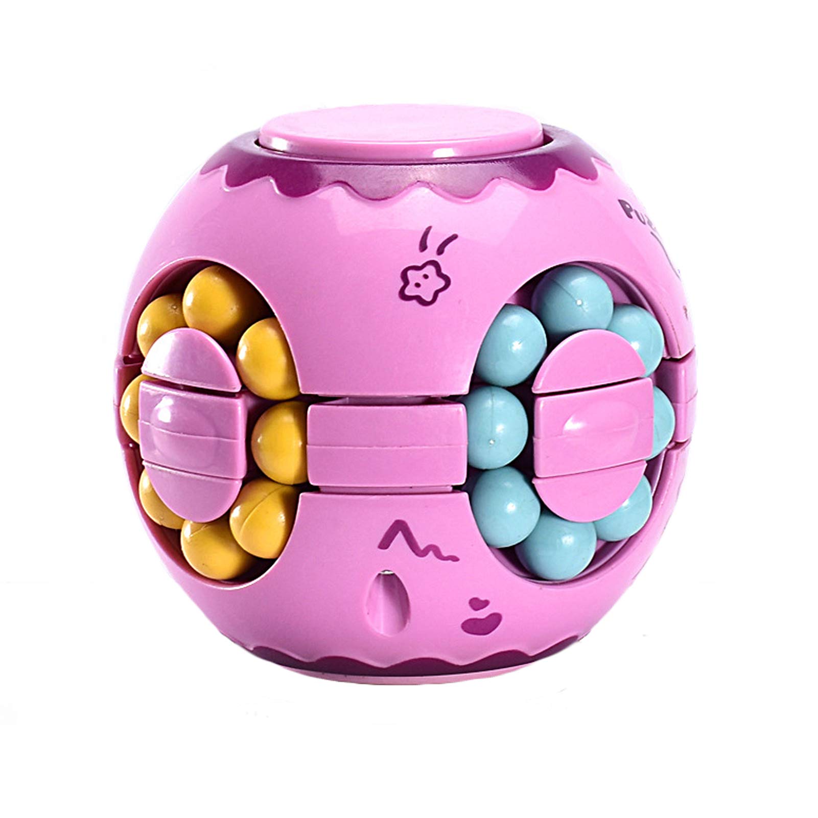 ODIKASO Rotating Magic Bean Cube Spinner Fidget Toy,Stress Relief Fidget Puzzles for Adults Kids,Anxiety Relief Learning & Education Toys,Puzzle Toys for Unisex-Children(Pink)