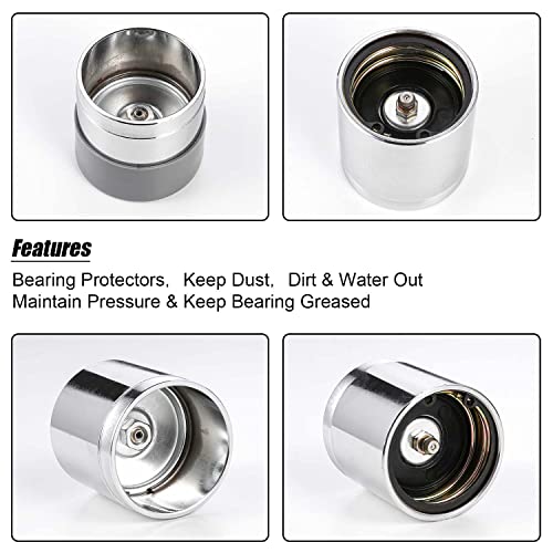 CZC AUTO Wheel Bearing Protectors Chromed 1.78'' with Protective Bras for Trailer Boat, Pair